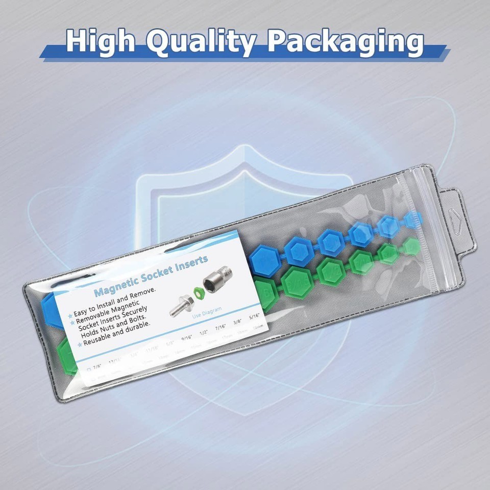 21pcs SAE and Metric Magnetic Socket Inserts Holds Nut & Bolt Tool Set ...