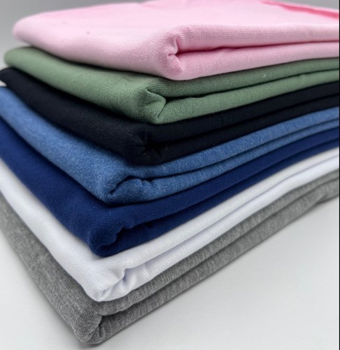 2 Metres Blue French Terry Cotton Loopback 95/5 Lycra Stretch Fabric ...