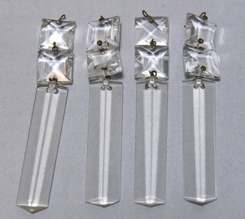 LOT OF 4 TRIANGLE CRYSTALS PRISM FOR CHANDELIER 4 1/2 INCHES TOTAL ...