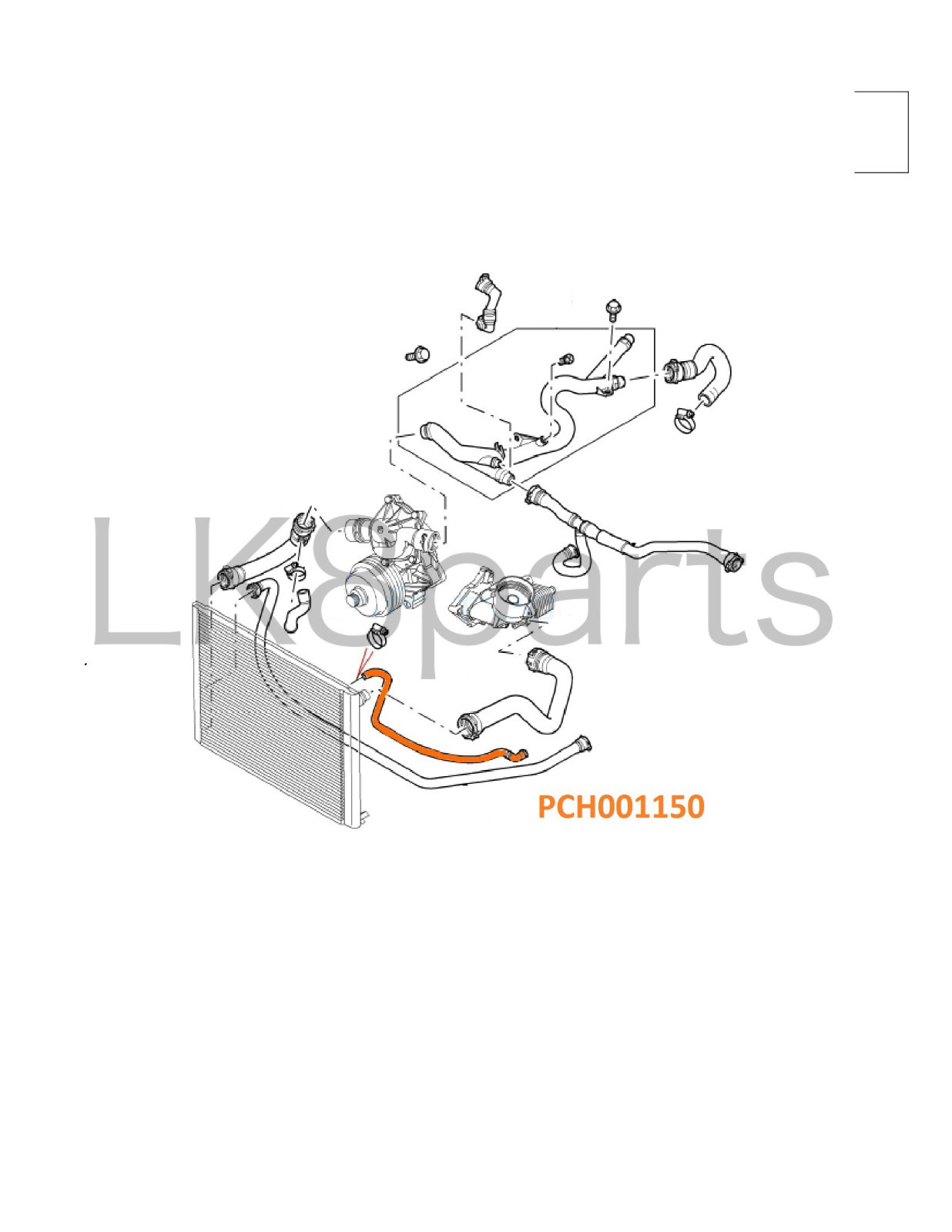 Land Rover Range Rover 03-05 Overflow Radiator Hose PCH001150 New | eBay