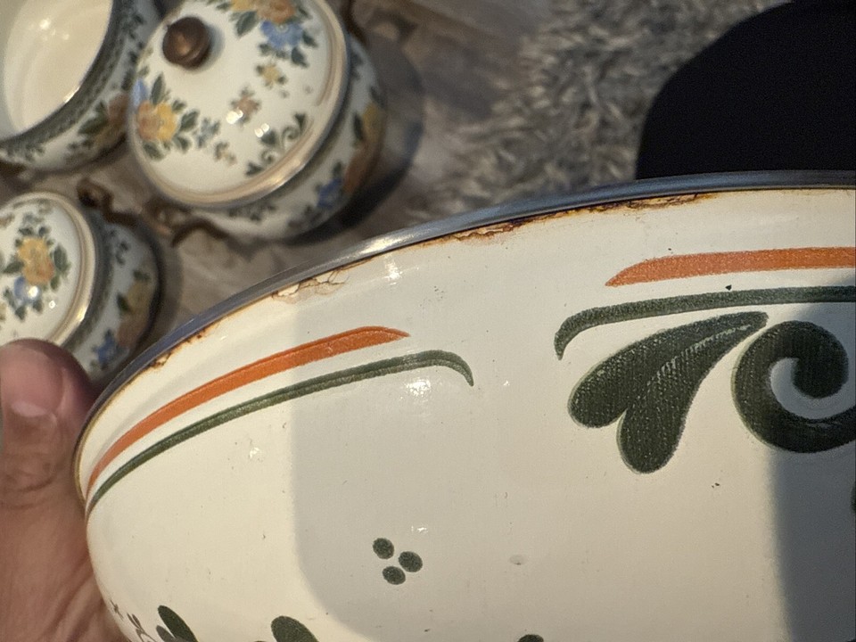 German ASTA Floral Cookware Set Brass Handle Enamelware 16 Piece Set ...