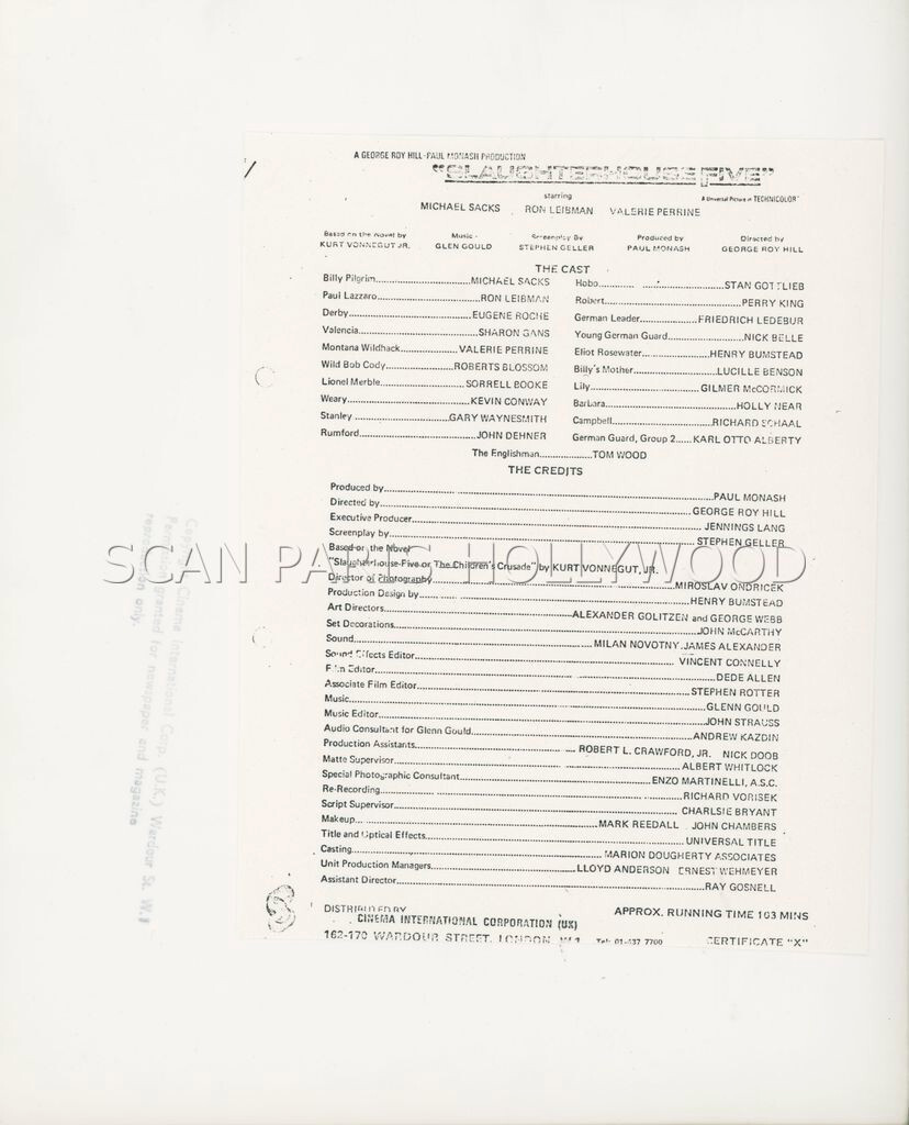 MICHAEL SACKS SLAUGHTERHOUSE-FIVE 1972 PHOTO ORIGINAL #4 | eBay