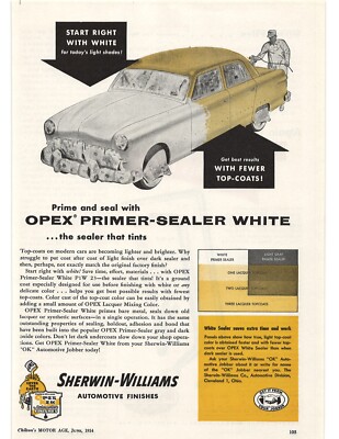 1954 SHERWIN-WILLIAMS OPEX PRIMER-SEALER WHITE AUTOMOTIVE VINTAGE SALES ...