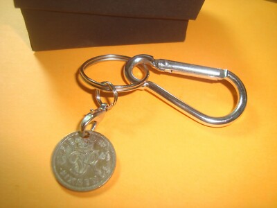 1949 UK British Lucky Wedding Sixpence Removeable Sixpence key Ring ...