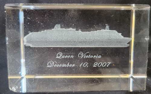 CUNARD LINES QUEEN VICTORIA 2007 INAUGURAL CRUISE 3D ETCHED CRYSTAL | eBay