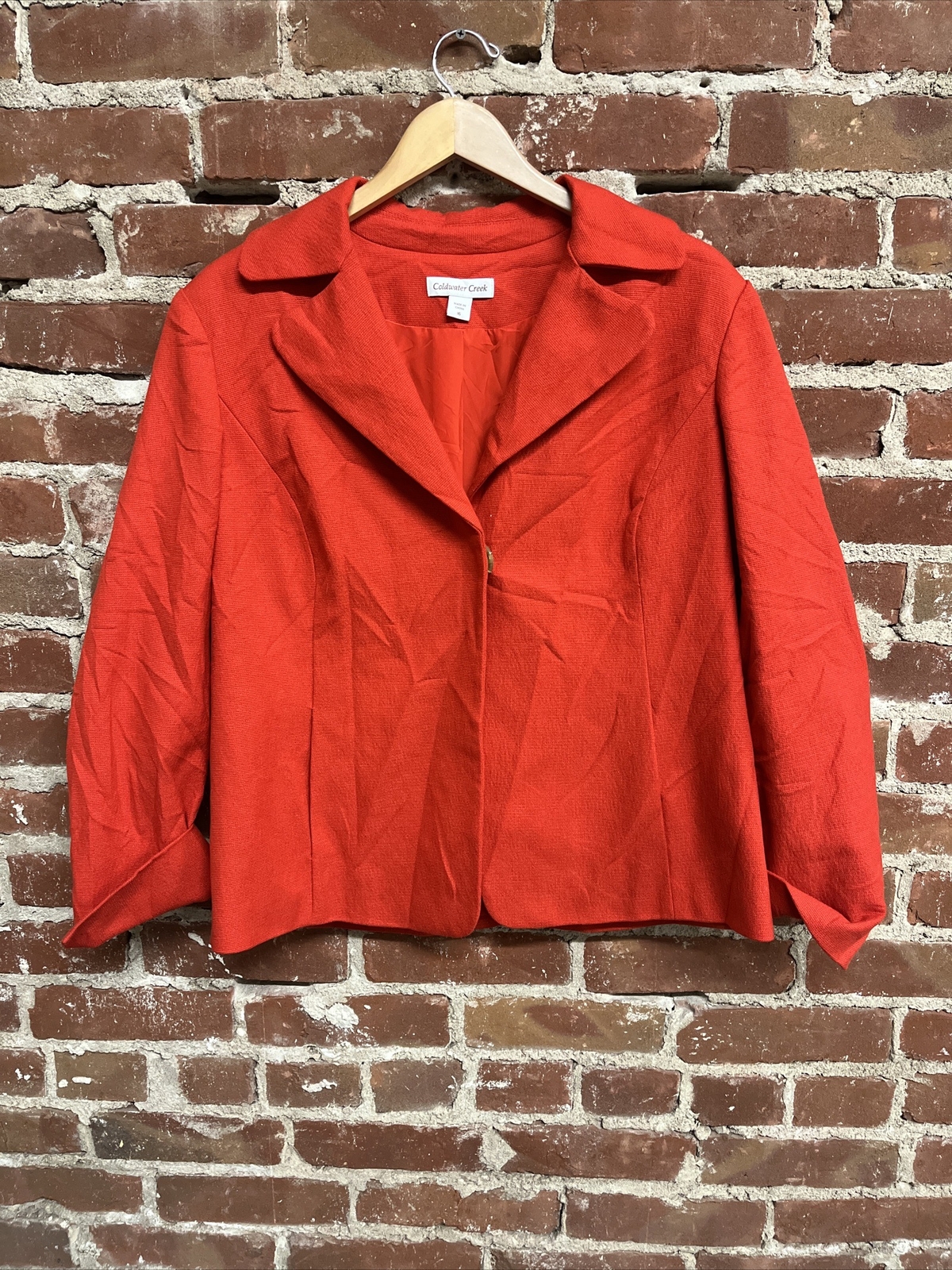 Coldwater Creek Womens Red 1 Button Blazer Jacket Size 16 Long Sleeve ...