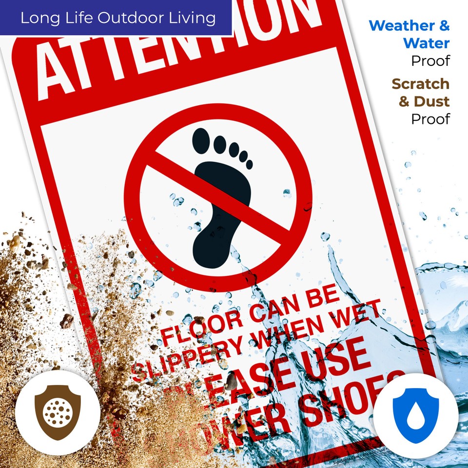 Attention Please Use Shower Shoes Sign, Pool Sign, | eBay