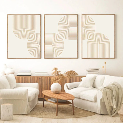 3 Set A3 Brown Lines Art Vector Illustration Poster Unframed HIGH ...