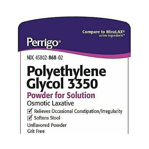 Perrigo Polyethylene Glycol Osmotic Laxative Solution Constipation ...