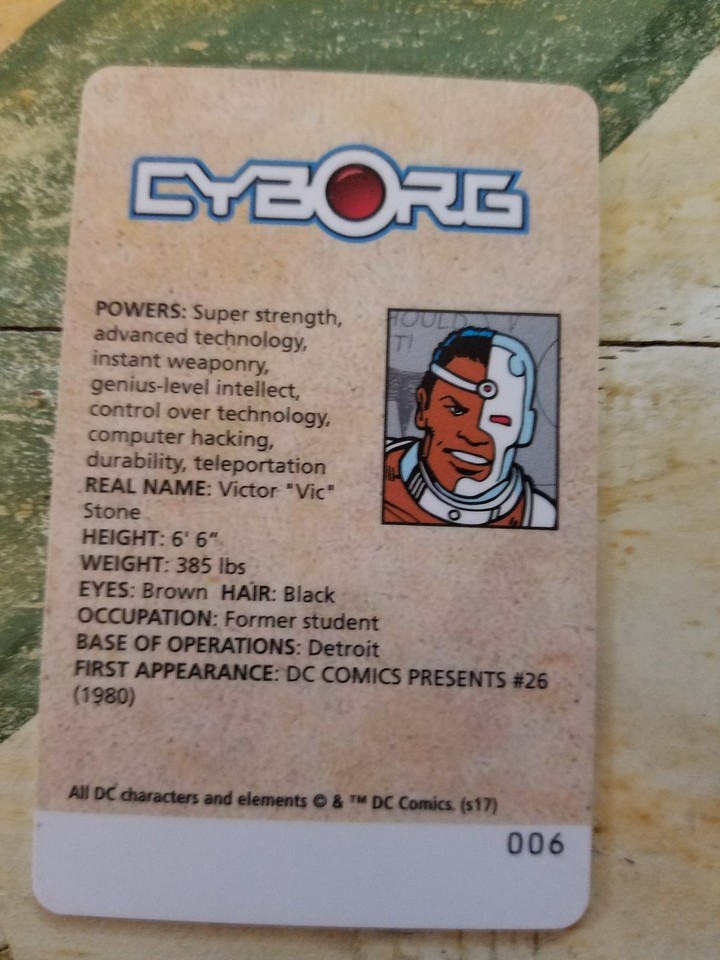 Dc Comic Arcade Card Cyborg Rare Non Stamped Coin Pusher Non Elaut | eBay