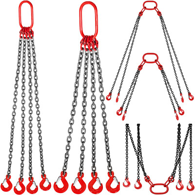 VEVOR 2m/3m/4m Lifting Chain Sling Heavy Duty w/4 Legs G80 8mm Steel ...
