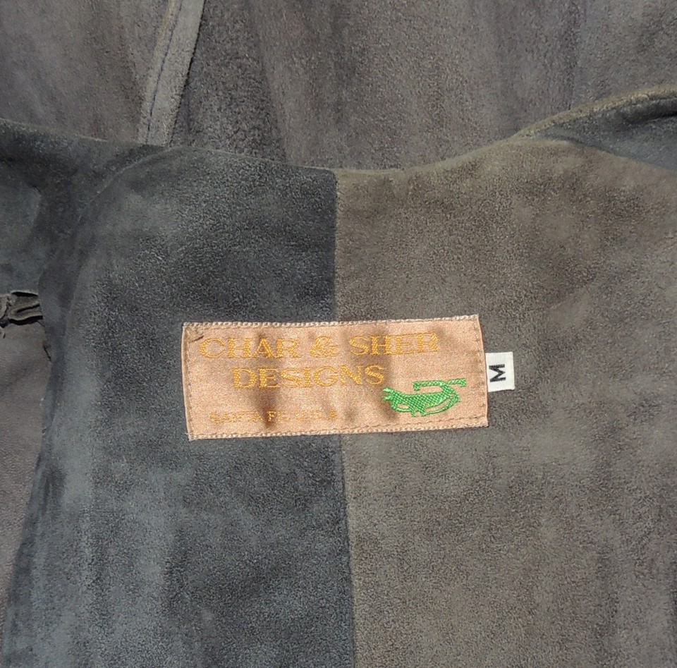 S Char & Sher Women's Leather Wrap Coat Vintage 1970s Boho Soft Gray ...