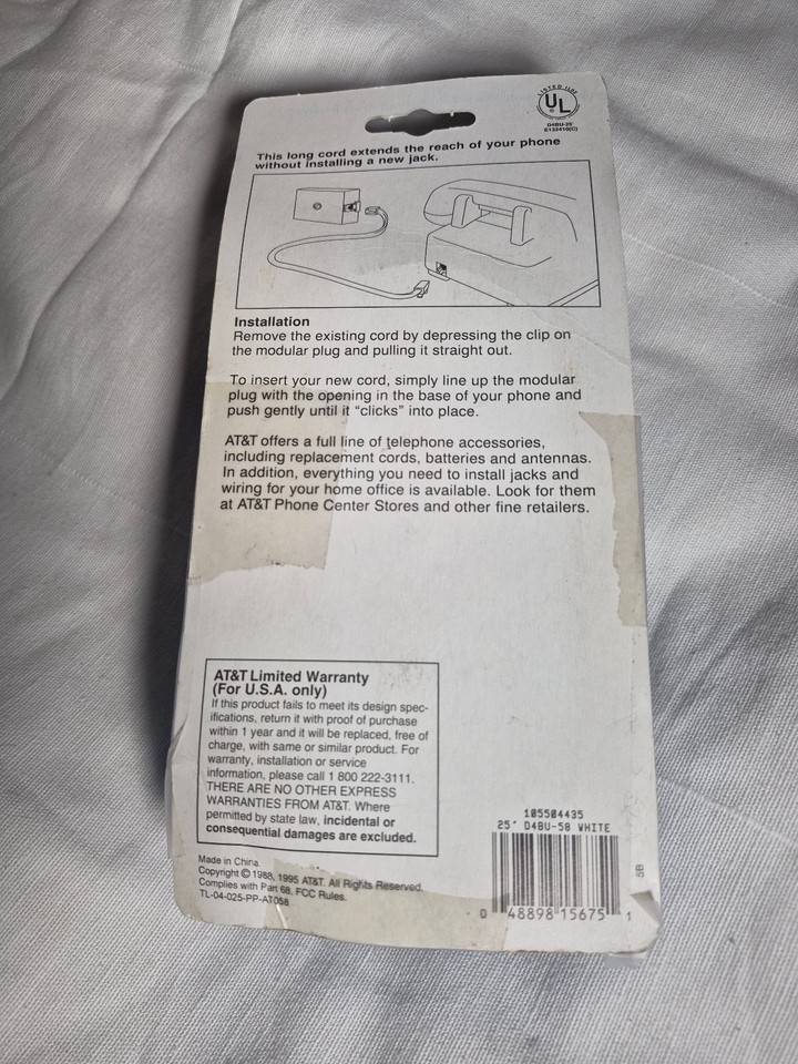 AT&T 25' Line Cord Conductor Gold Standard Superior Sound - Ivory Color ...