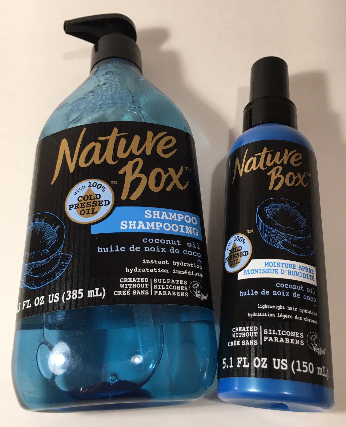 Nature Box Shampoo/Spray Set of 2 Pump Hydration Coconut Oil Moisture ...