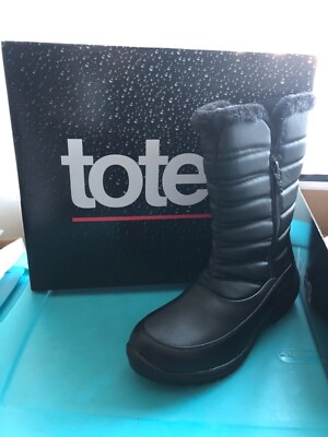 TOTES WOMEN'S SIZE 9 JENNIFER BLACK ZIP UP BOOTS WATERPROOF NEW IN BOX ...