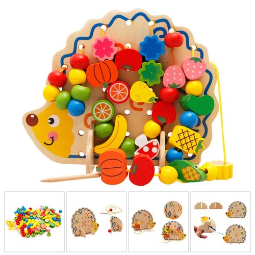 Lacing Threading Toys Wooden Stringing Beads for Toddlers 3+ | eBay ...