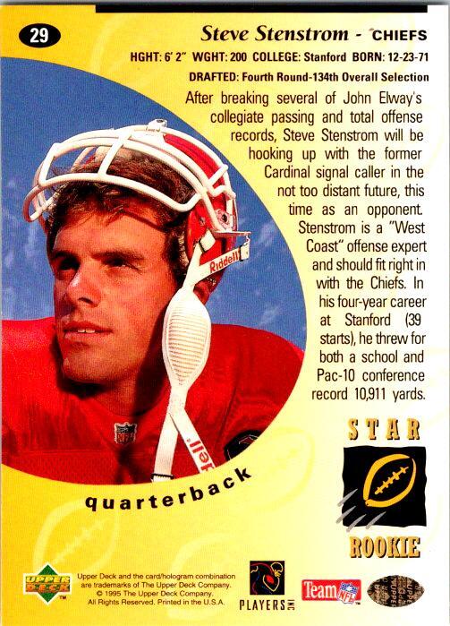 1995 Upper Deck Steve Stenstrom Rookie #29 Kansas City Chiefs | eBay