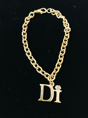 GOLD TONE BRACELET LINK CHAIN WITH DI CHARM | eBay