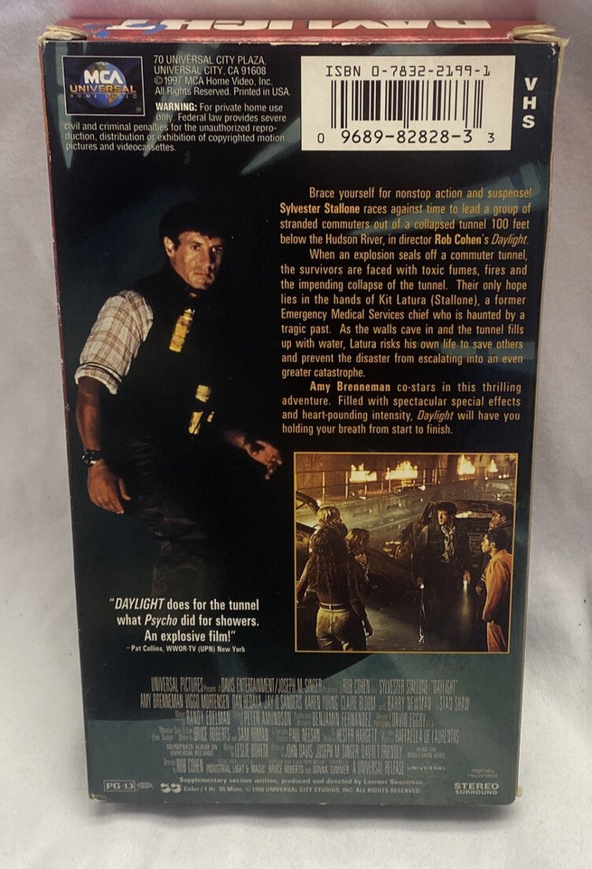 Daylight (VHS, 1997) Sylvester Stallone Suspense Great Movie ...