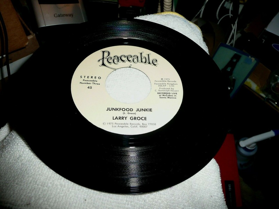 record 45 Larry Groce on Peaceable Junkyard Junkie / Little old Lady ...