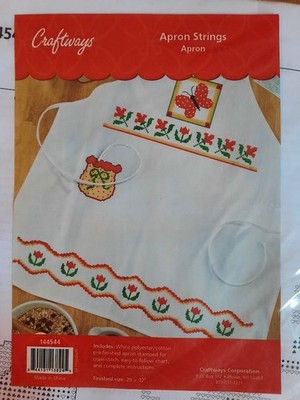 Craftways Stamped Cross Stitch Apron Strings Apron #144544 29" x 32" | eBay
