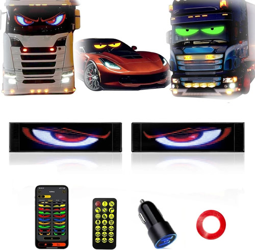 2PCS LED Eyes for Car Windshield: 23.6"x4.73" Devil 23.6x4.73, Colorful ...