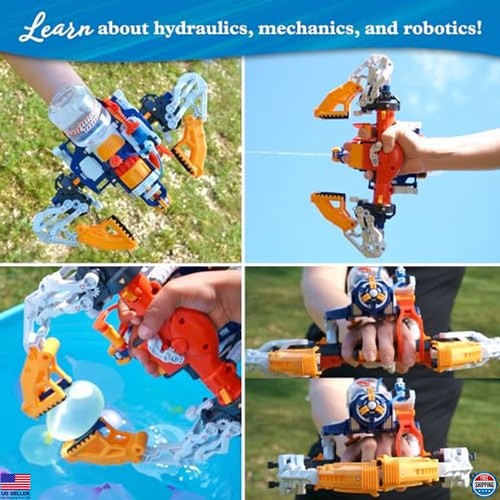 Hydraulic-Powered Water Blaster STEM Kit - Build 5 Models, Shoots 20 ...