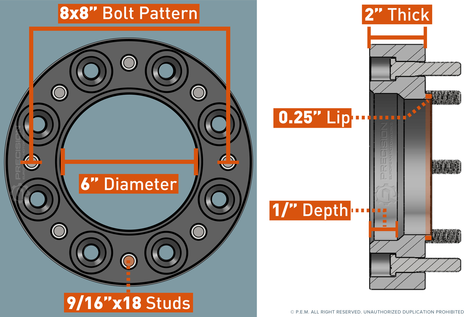2pc 2" Skid Steer Wheel Spacers - 8 Lug Bobcat Case CAT John Deere New ...