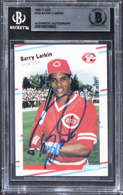 Reds Barry Larkin Authentic Signed 1988 Fleer Rookie #239 Card BAS ...
