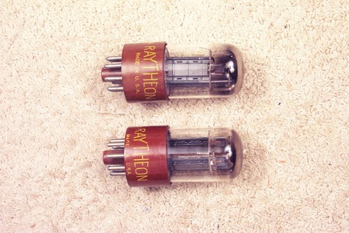 Two, Raytheon 6SN7WGT, brown micanol base, matching pair, 6SN7GT ...