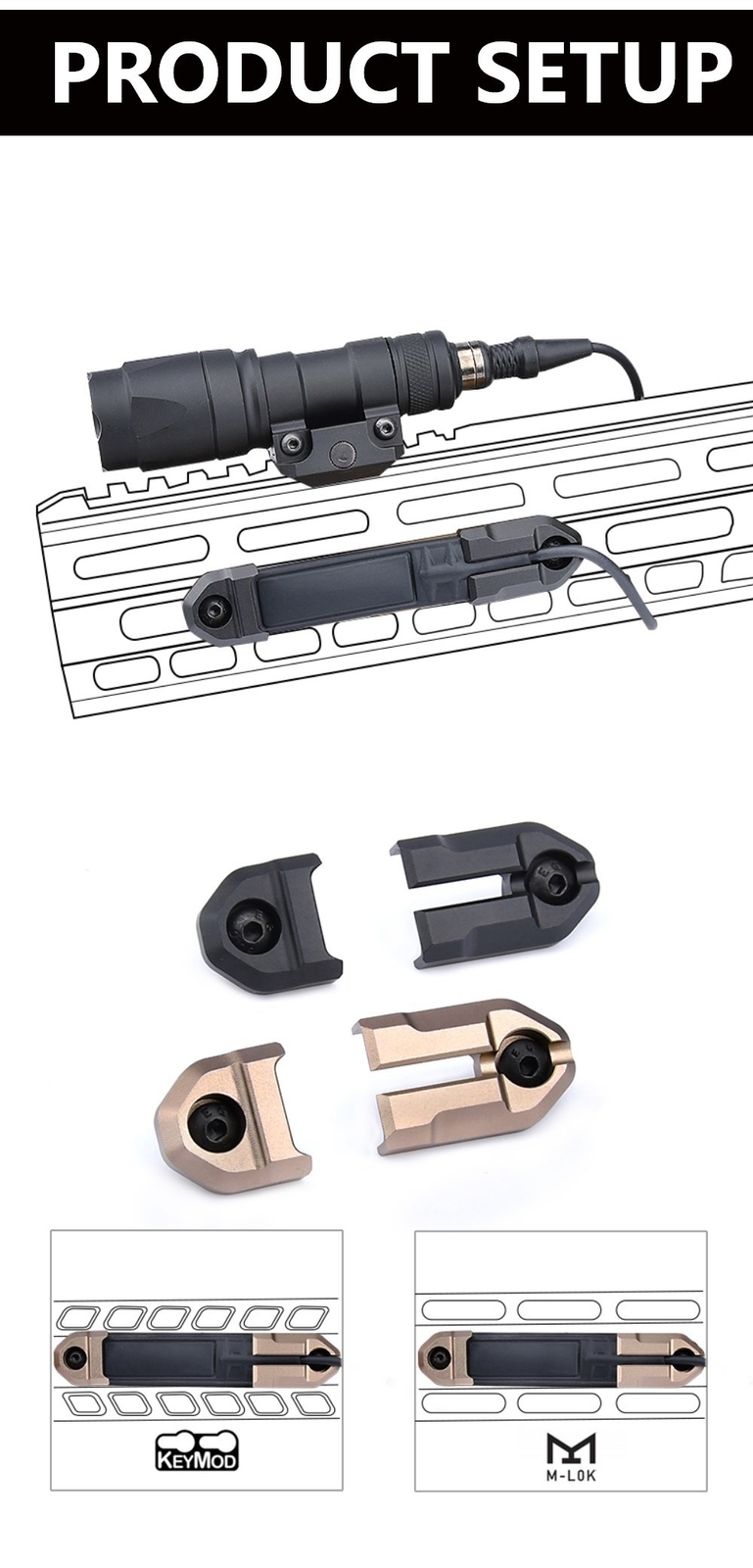 Tactical Pressure Switch Slot Mount For M300 M600 Light DBAL A2 For ...