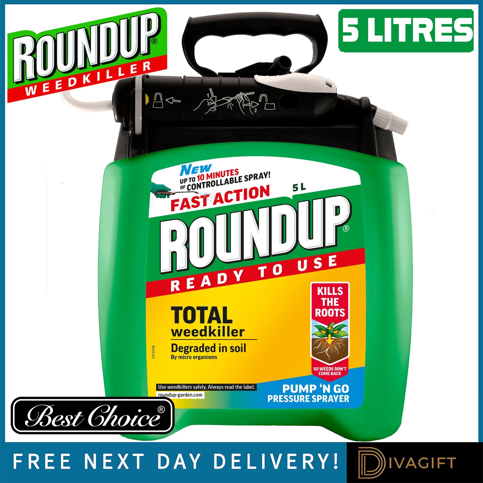 ROUNDUP WEED KILLER FAST ACTION WEEDKILLER KILLS ROOTS CONCENTRATE ...