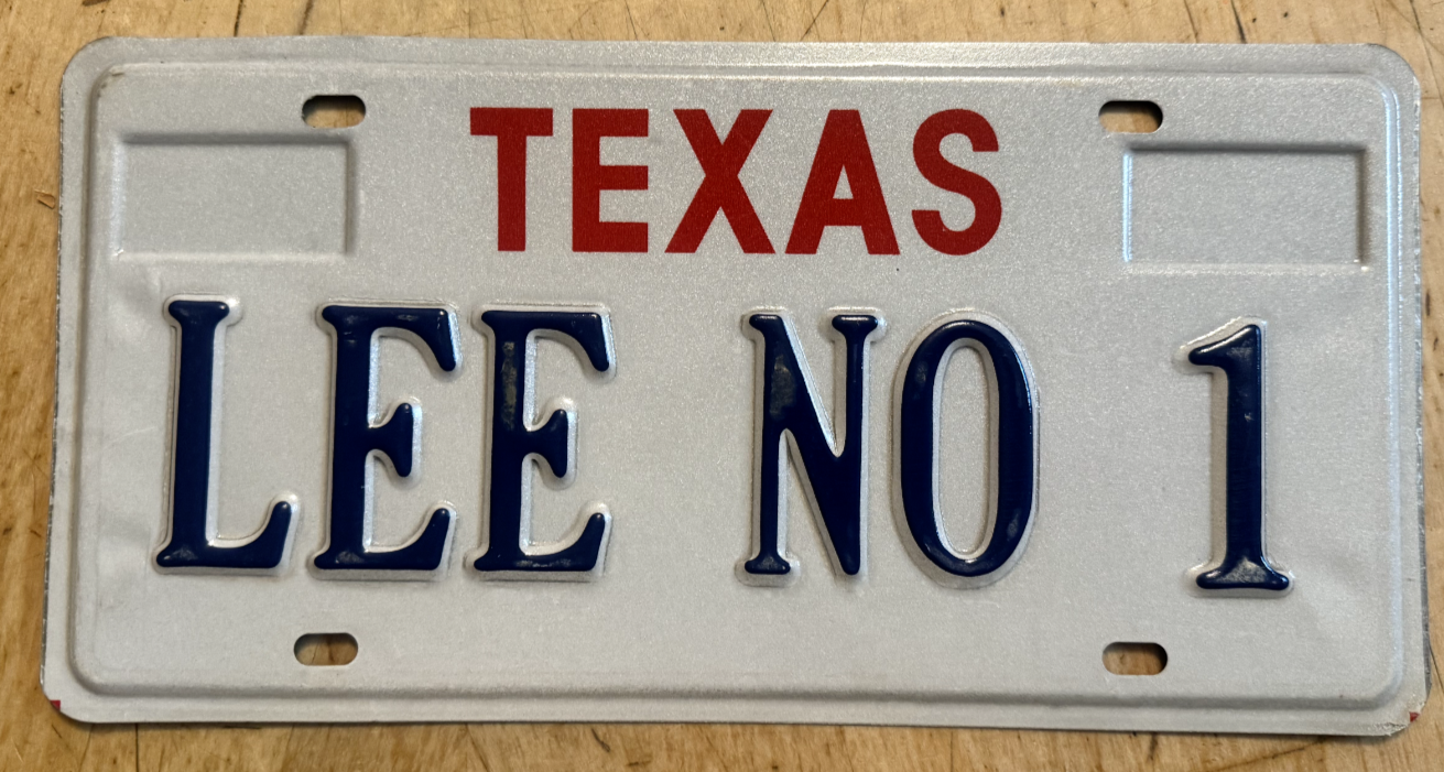 TXS VANITY PASSENGER AUTO LICENSE PLATE " LEE NO 1 " | eBay