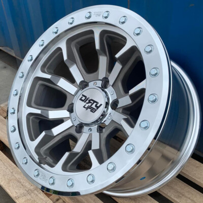 4 X DIRTY LIFE DT1 MACHINED POLISHED 17X9 6X139 0 OFFSET CHROME LIP ...