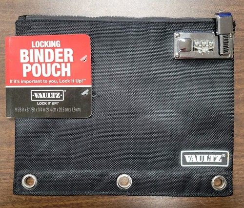 Vaultz Locking Binder Pouch Combination Pouch Zipper School Black - NEW ...