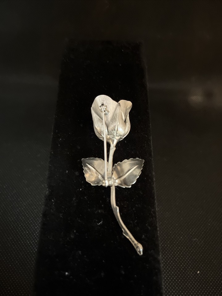 Vintage Giovanni Silver-tone Textured Rose Brooch Pin- 3D Flower 1” X 3 ...