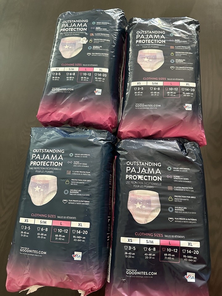 NEW! Goodnites Youth Absorbent Underwear Fits SZ 10-12 Large 68 to 95 ...