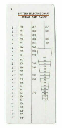 Battery Size Gauge Chart & Spring Bar Sizer Guide Selector Watch ...