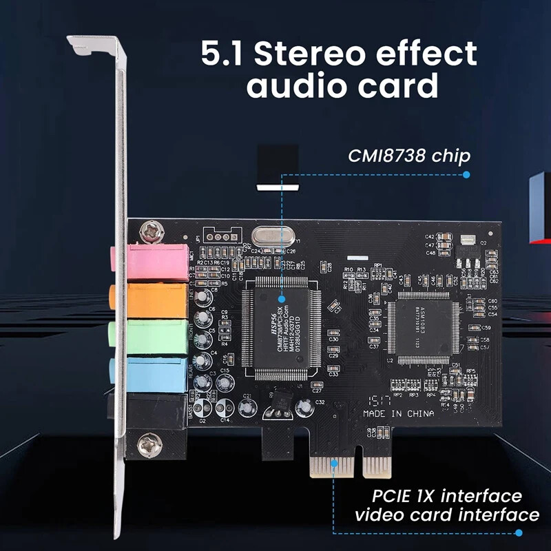 Sound Card 5.1, PCI Express Surround Card 3D Stereo With High Sound ...
