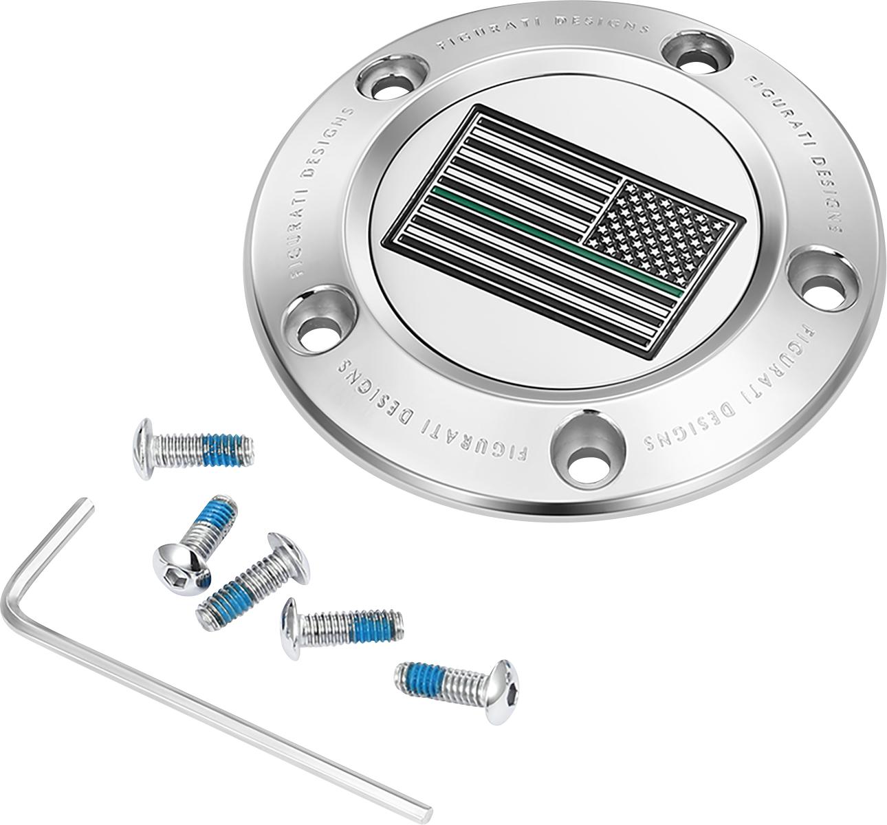 FIGURATI DESIGNS Timing Cover 5 Hole Green Line - Stainless Steel #FD72 ...