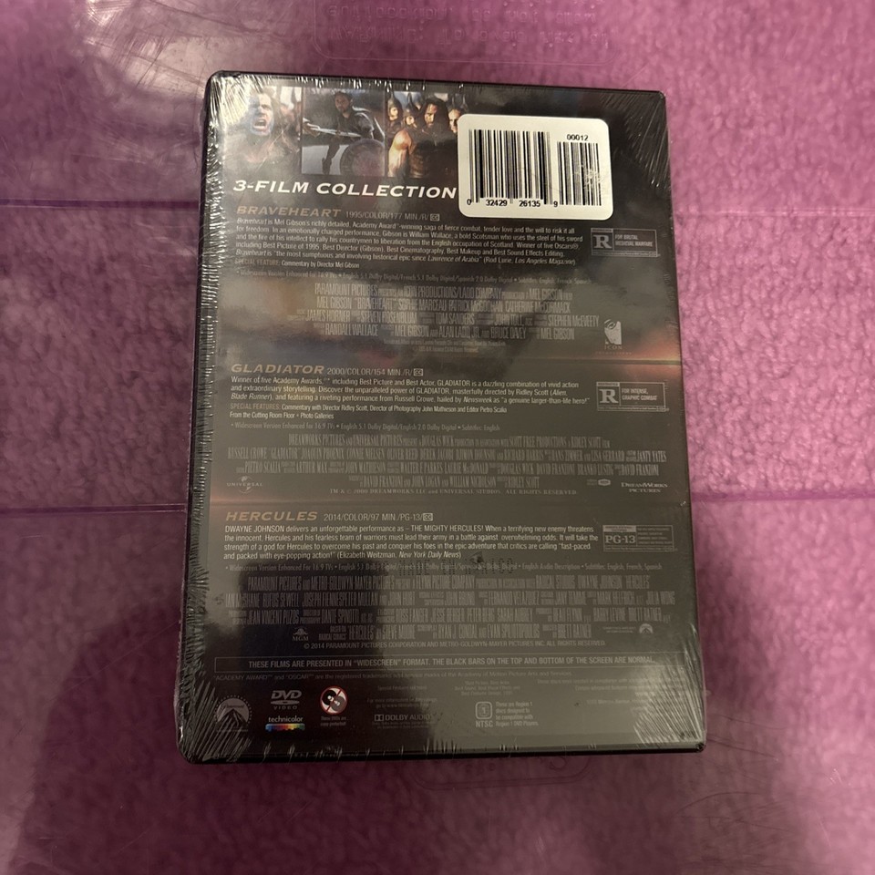 Hercules - Gladiator - Braveheart DVD Ultimate Warrior Collection New ...