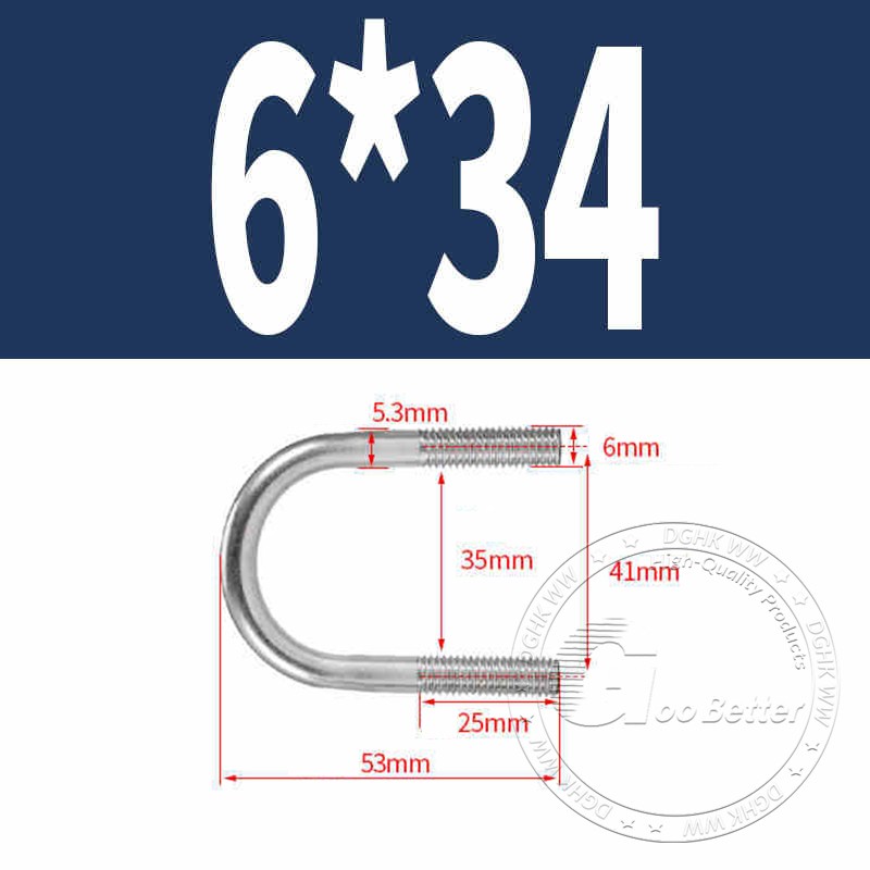 M6 M8 M10 M12 U Bolts For Standard Pipe A2 Stainless Steel U-Screw U ...