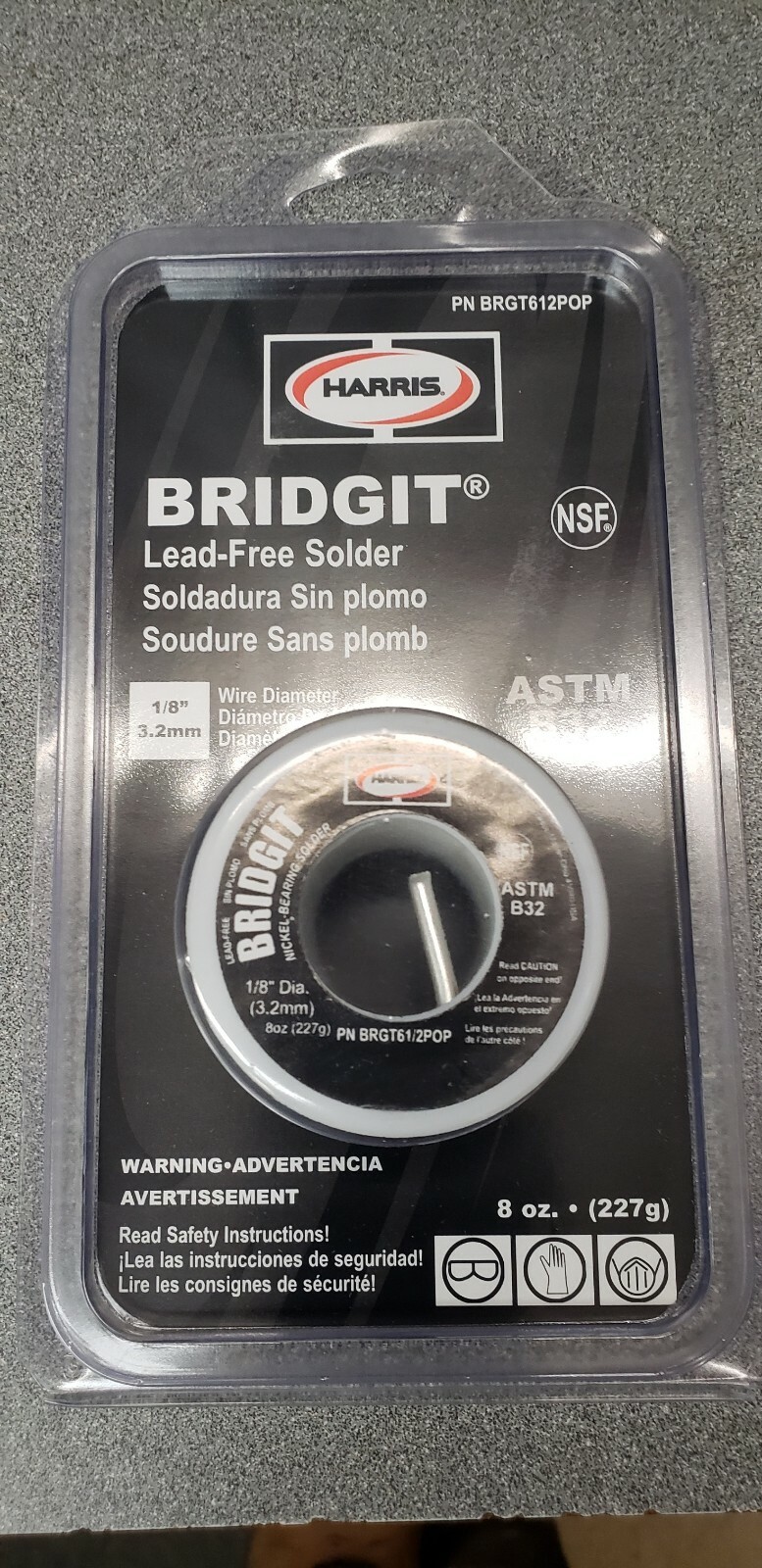 Harris Bridgit® Lead-Free Solder NSF® 8oz. Wire 1/8" Diameter BRGT61 ...
