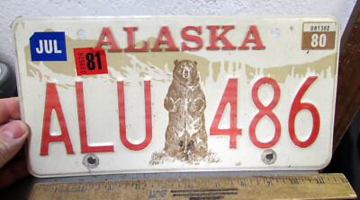 1976 Alaska License Plate '76 Kodiak bear style plate, ALU 486, 1980 ...