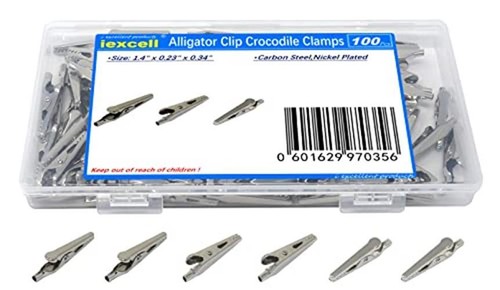 iexcell 100 Pcs 2 Inches / 51 mm Steel Alligator Clips Assorted Sizes ...