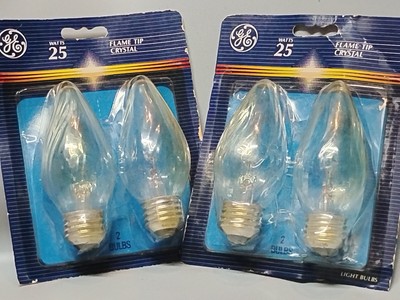 (4) Vintage GE Standard 25 W Flame Tip Crystal Bulbs Medium Base | eBay