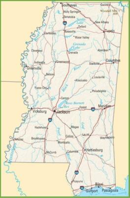 MISSISSIPPI STATE ROAD MAP GLOSSY POSTER PICTURE PHOTO BANNER highway ...