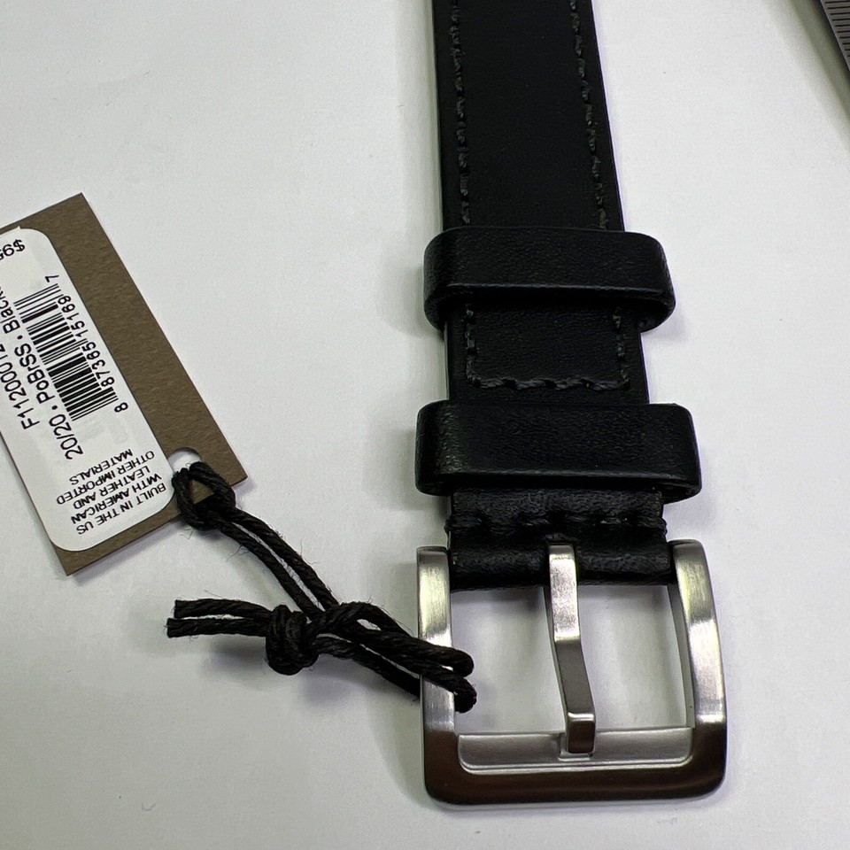Filson Black Sf 20mm - 20mm Extra Long American Leather Watch Strap ...