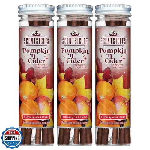 Scentsicles Pumpkin n Cider Scented Christmas Ornaments with Hooks - 3 ...