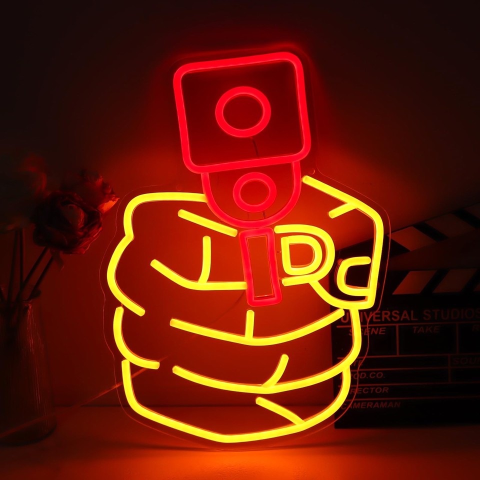 Gun Neon Light Led Yellow Red Pistol Neon Sign Cool Hanging Neon Signs ...